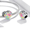 Geometric Patterns Heart Charm - Silver Charms Store